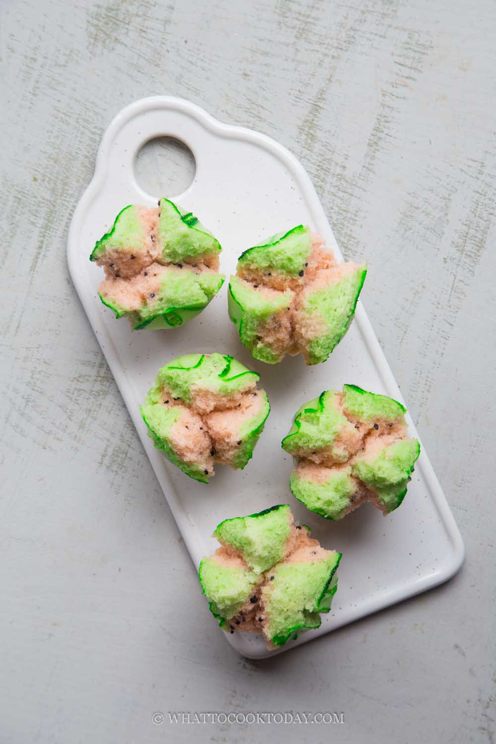 Steamed Watermelon Huat Kueh/Kuih (No Yeast/Eggless)