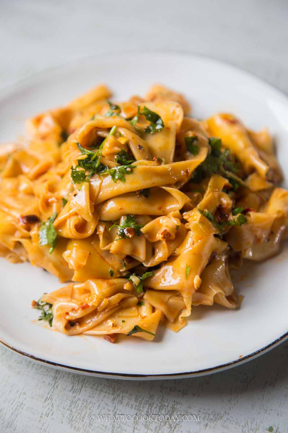 Easy Wonton Skin Noodle with Chili Oil