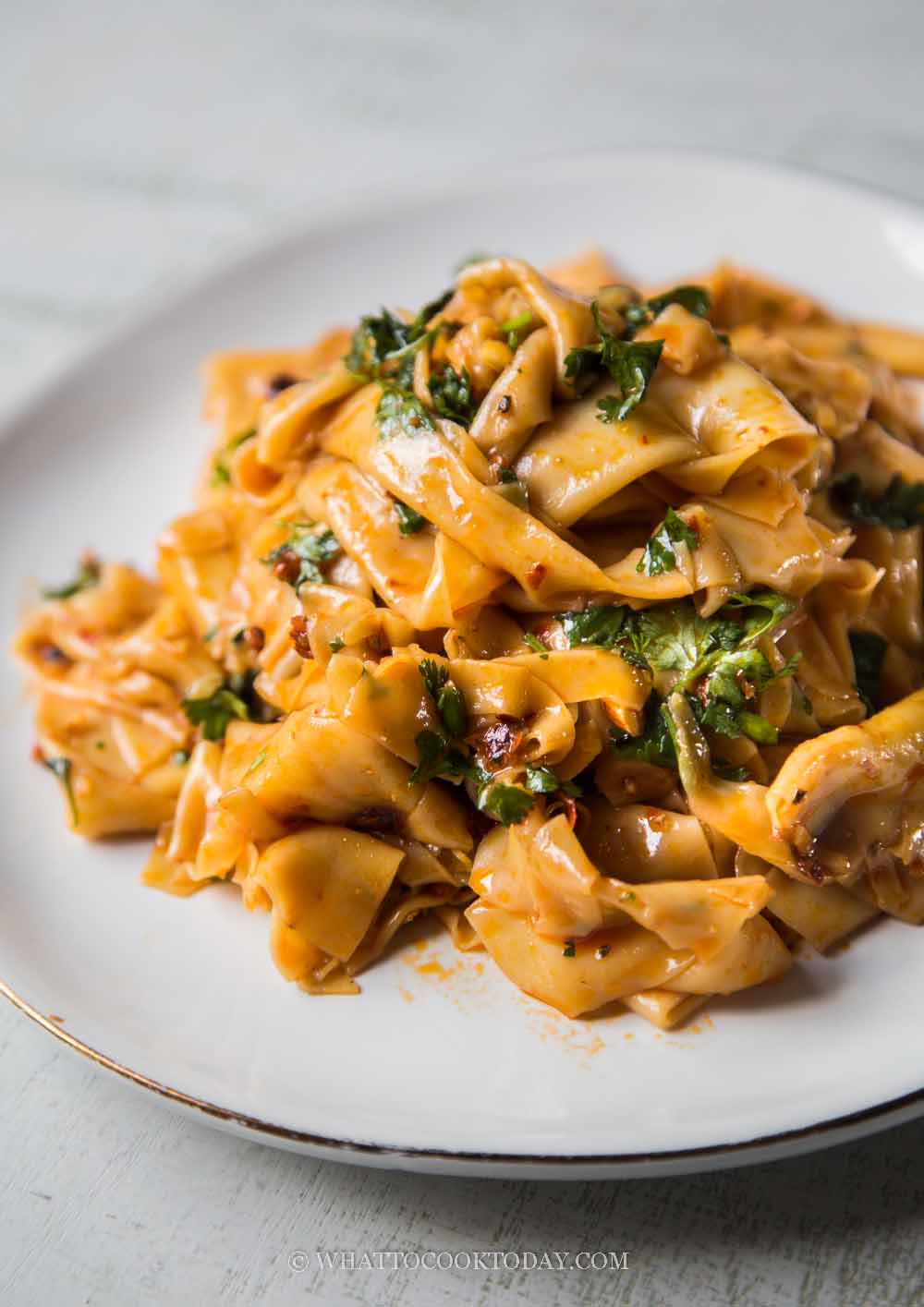 Easy Wonton Skin Noodle with Chili Oil