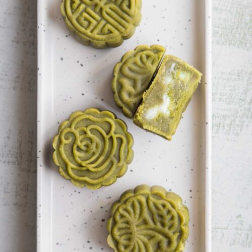 Baked Matcha White Chocolate Mooncakes