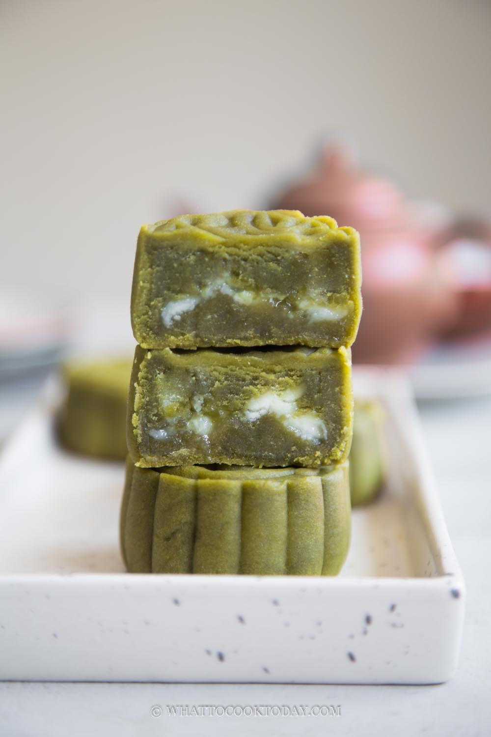Baked Matcha White Chocolate Mooncakes
