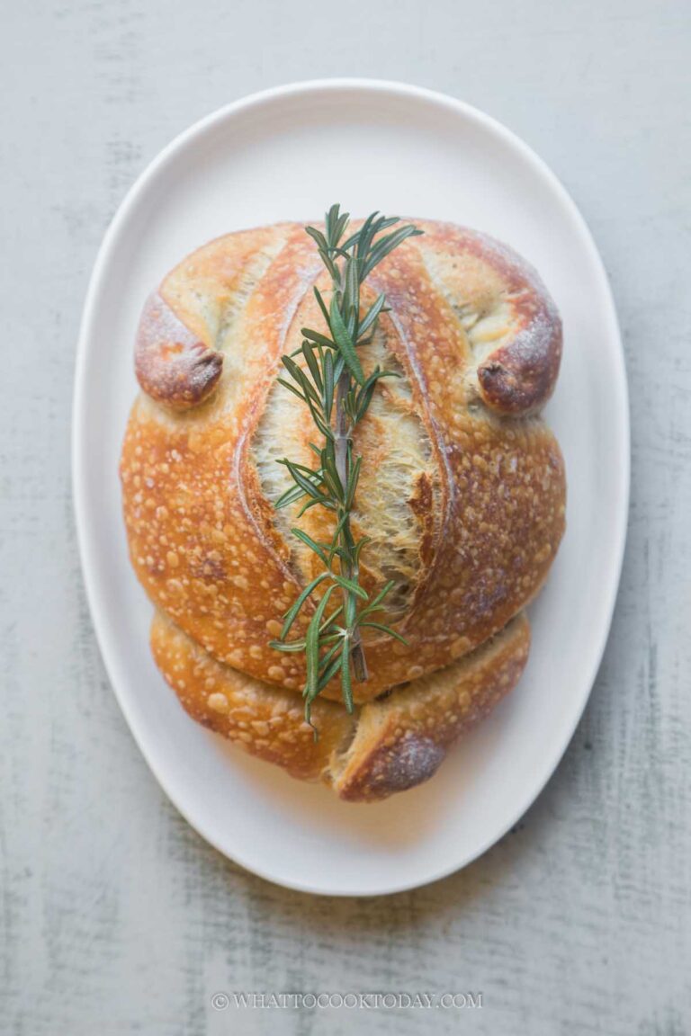Easy No-Knead Turkey-Shaped Sourdough Bread