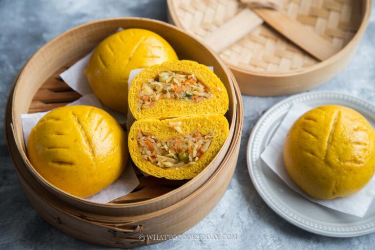 Steamed Pumpkin Bao Buns (with Jicama/Yam Bean Filling)
