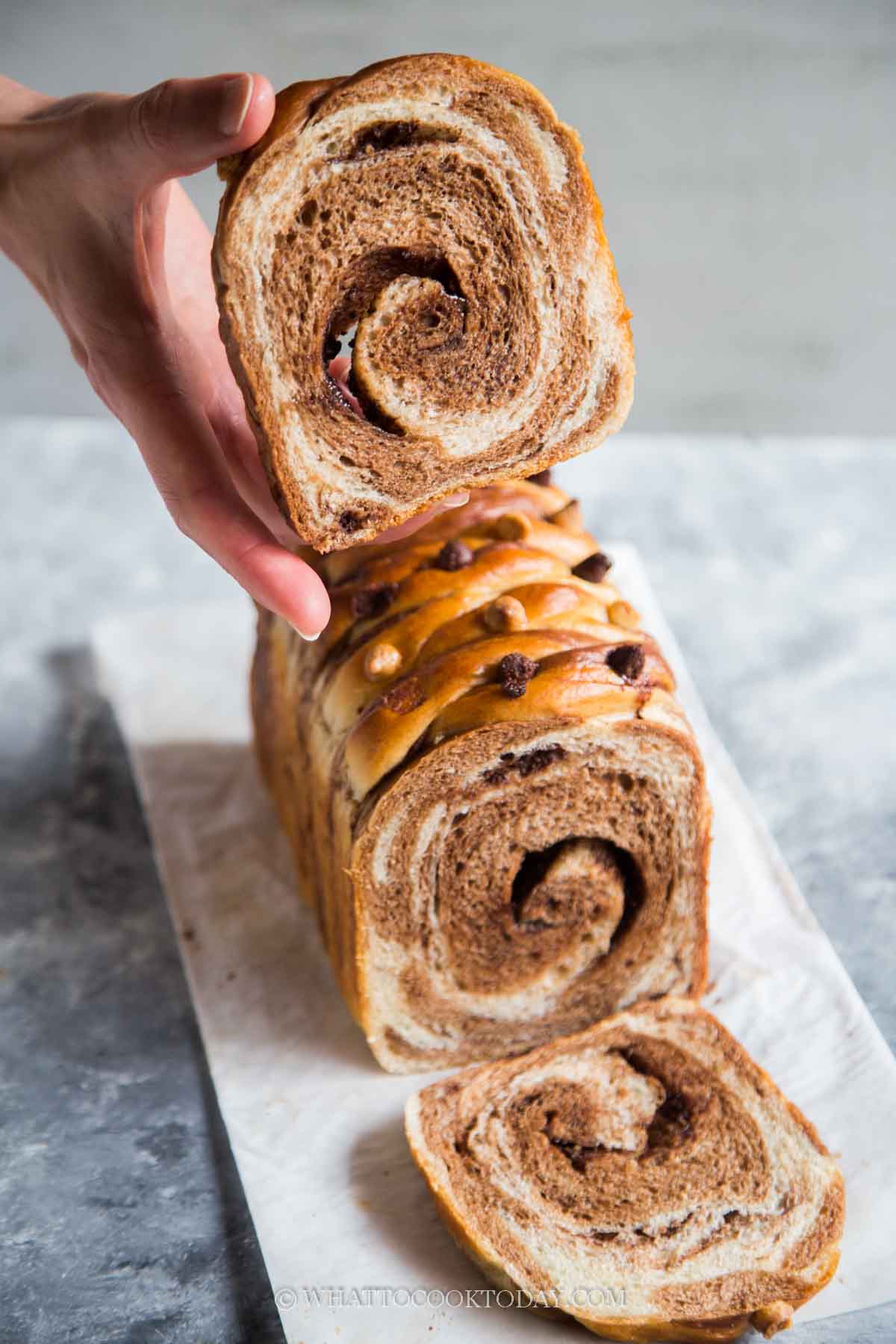 Chocolate Chip Swirl Milk Bread (Tangzhong)