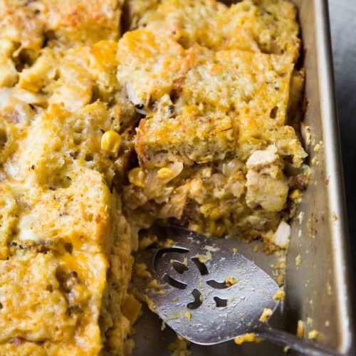 Curry Rotisserie Chicken Strata