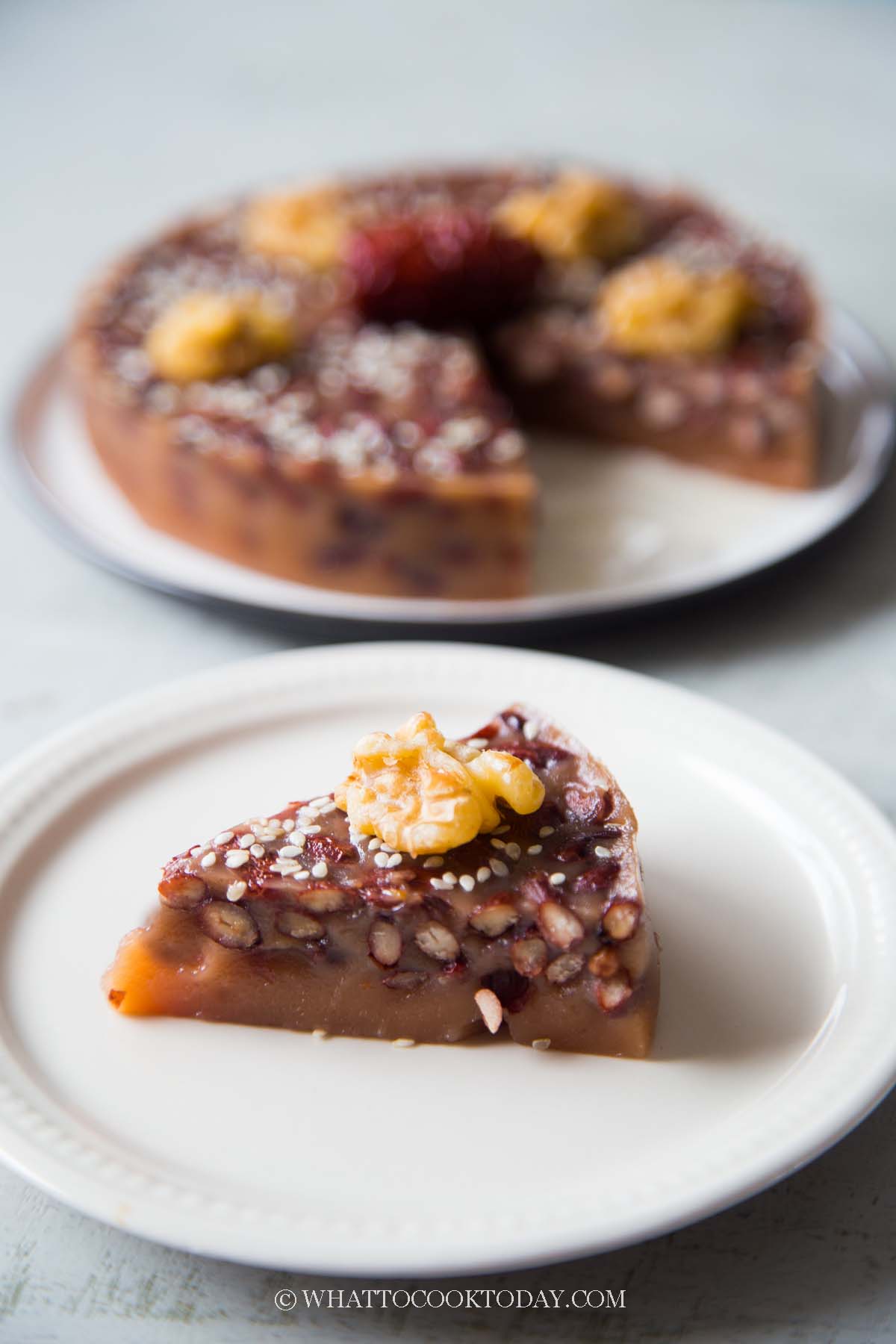Steamed Red Bean Nian Gao (Red Bean Mochi Cake)
