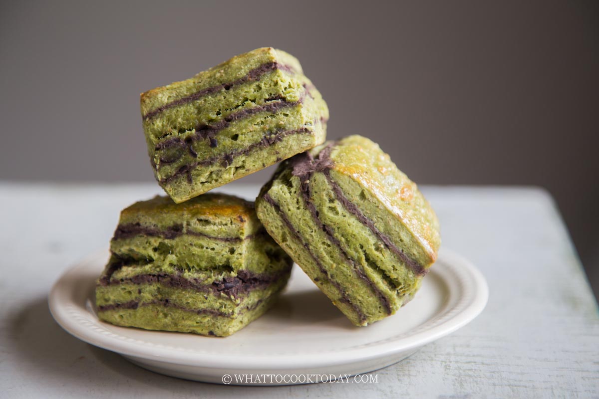 Layered Matcha Red Beans Scones