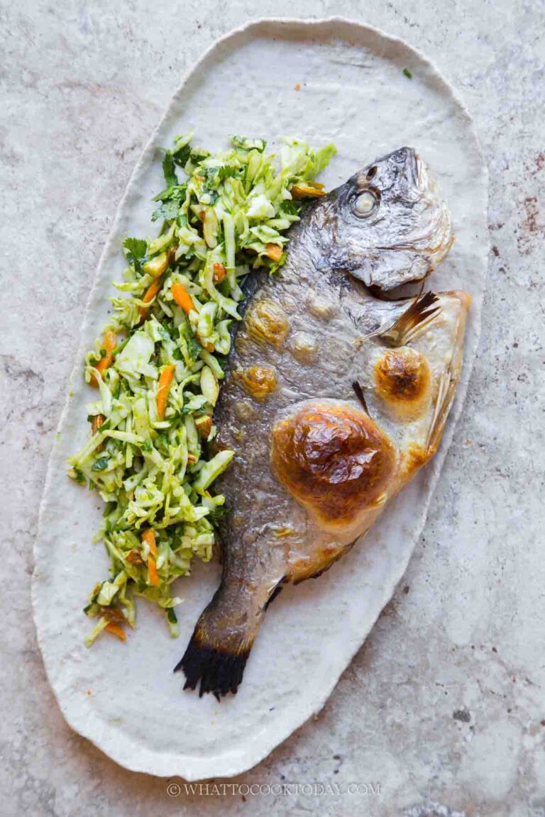 Easy Broiled Whole Fish with Cilantro Cabbage Slaw - What To Cook Today