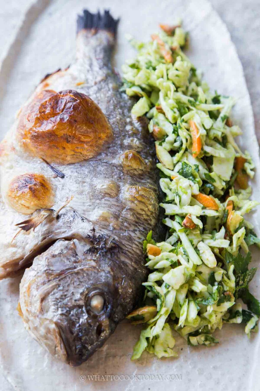 Easy Broiled Whole Fish with Cilantro Cabbage Slaw - What To Cook Today