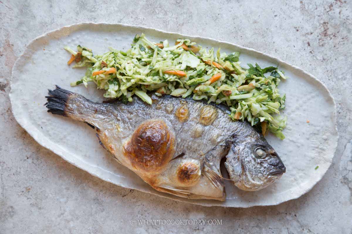 Easy Broiled Whole Fish with Cilantro Cabbage Slaw - What To Cook Today