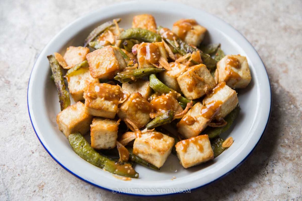 Crispy Tofu and Snow Peas with Peanut Sesame Sauce