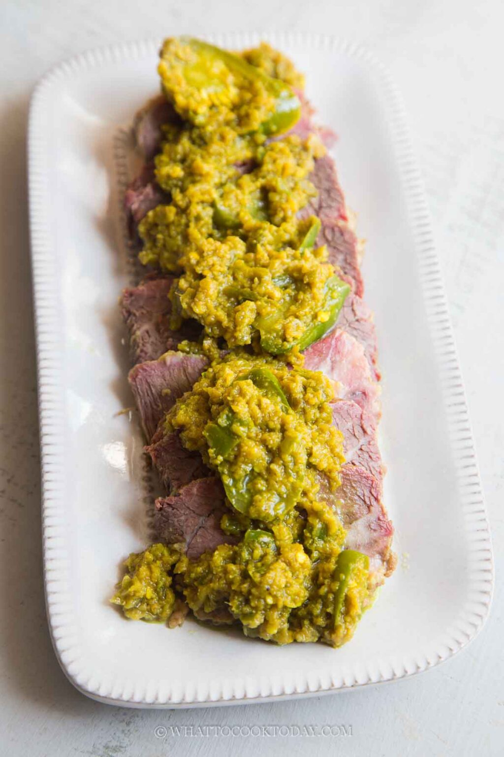 Daging Sapi Cabe Ijo (Braised Beef With Green Sambal) - What To Cook Today