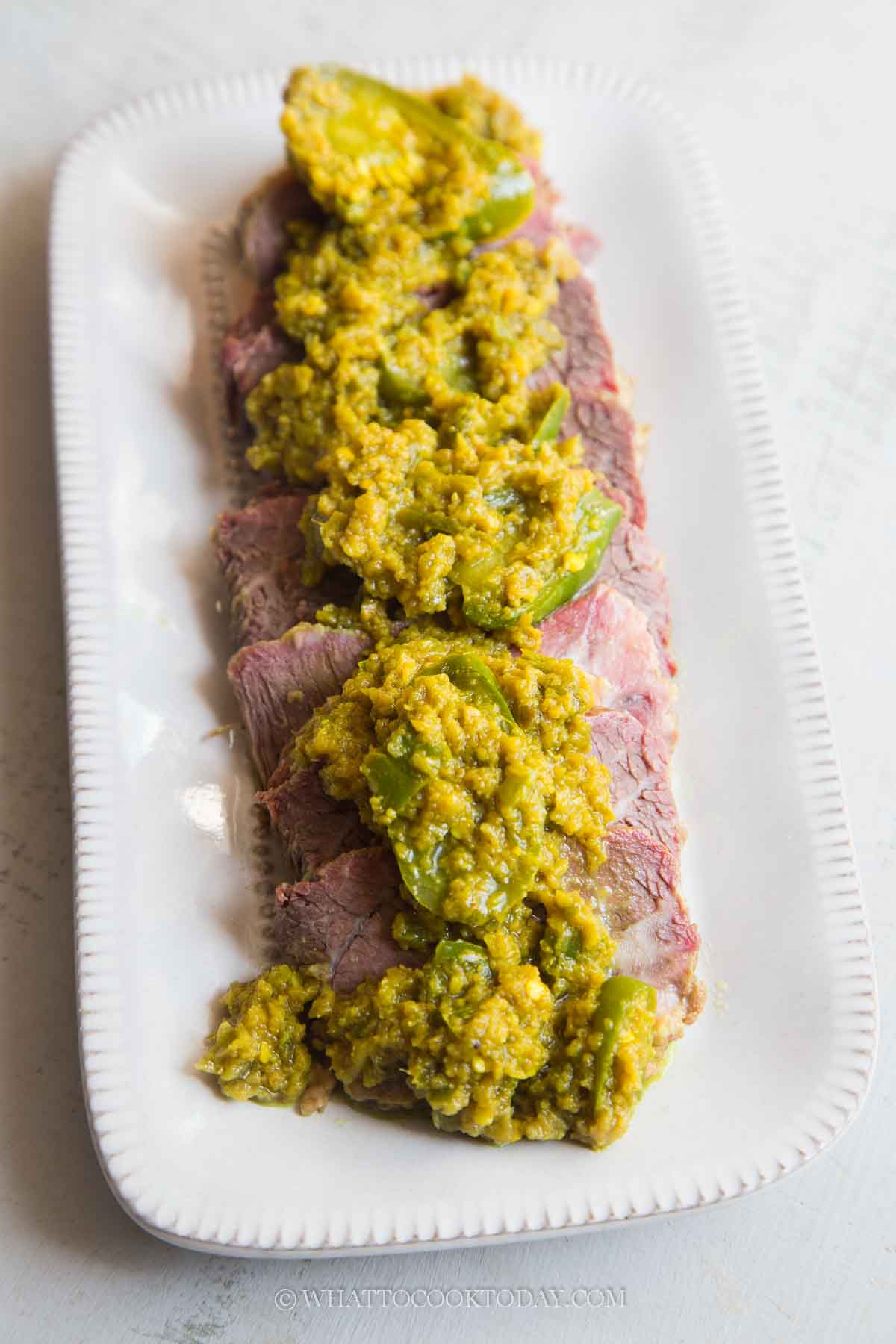 Daging Sapi Cabe Ijo (Braised Beef With Green Sambal) - What To Cook Today