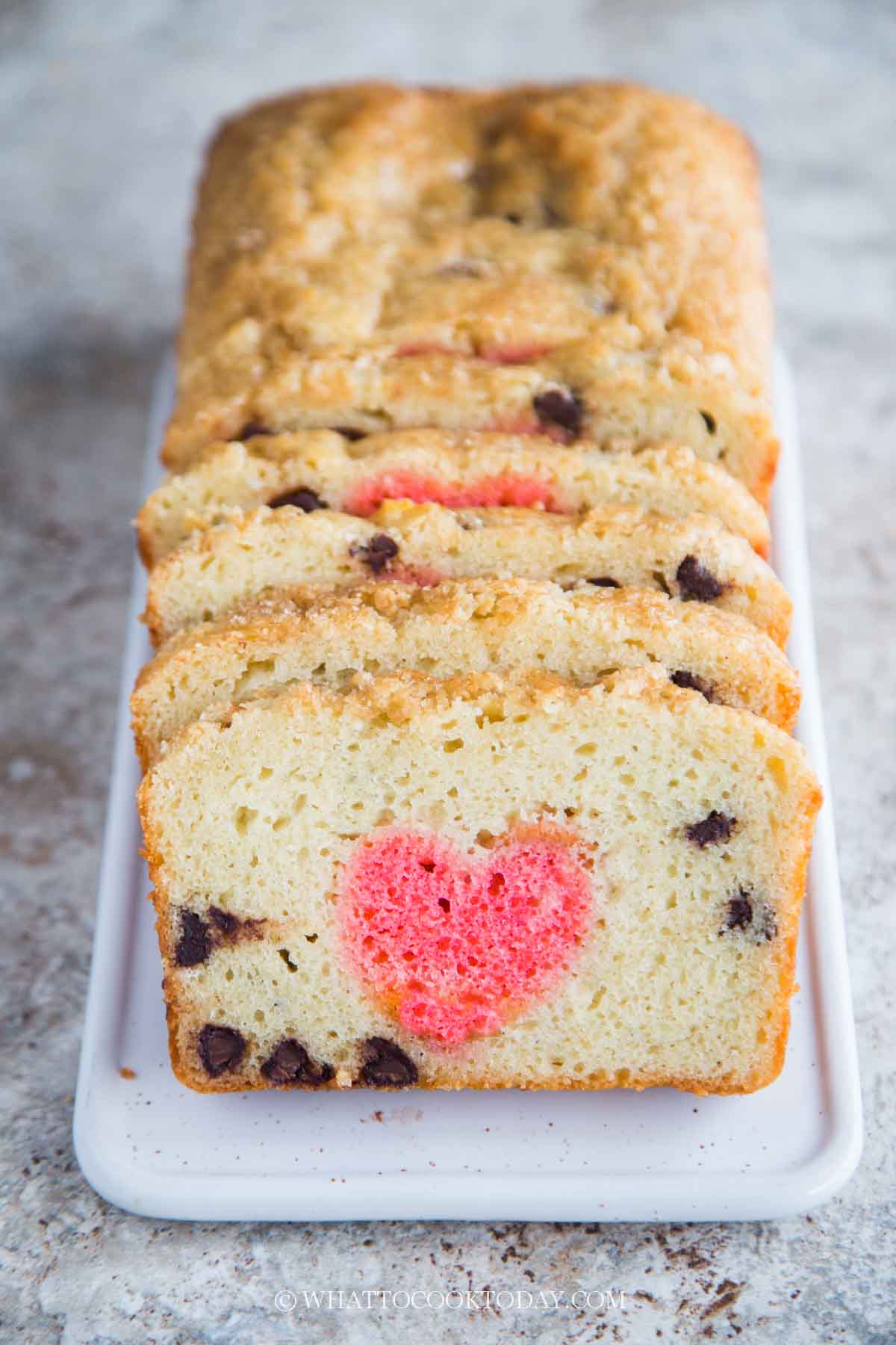 Surprise Heart Chocolate Chip Sour Cream Loaf Cake - What To Cook Today